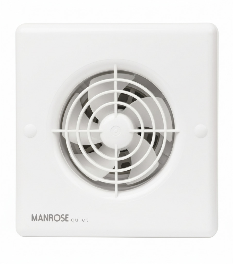 Manrose 4.8W 100mm (4") Quiet Axial Bathroom Extractor Fan with Timer ...