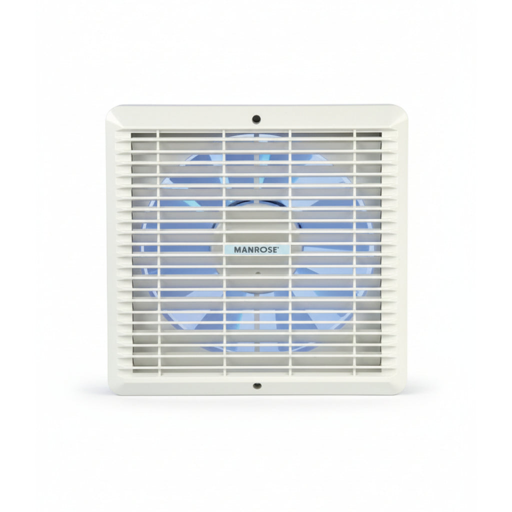 Manrose 230mm (9") Commercial Wall/Window Extractor Fan With Fixed Gri ...