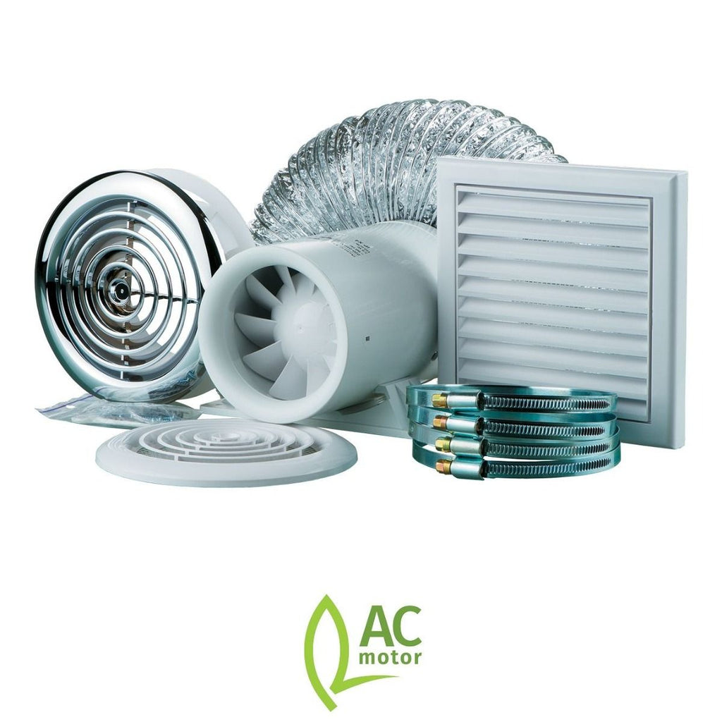 Blauberg Tubo Bathroom Shower Fan Kit 100mm w/ Timer - KIT-DUCTO-100-1 ...