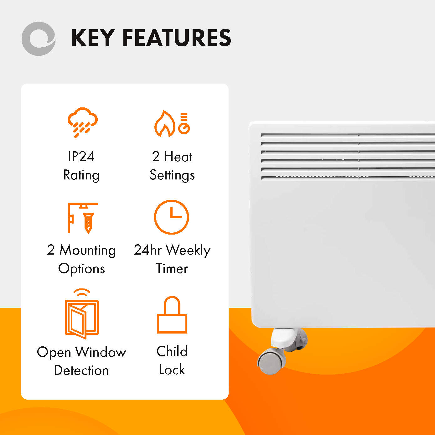 Devola-M 1500W Panel Heater with 7 Day Timer IP24 - White DVM1500W - D ...