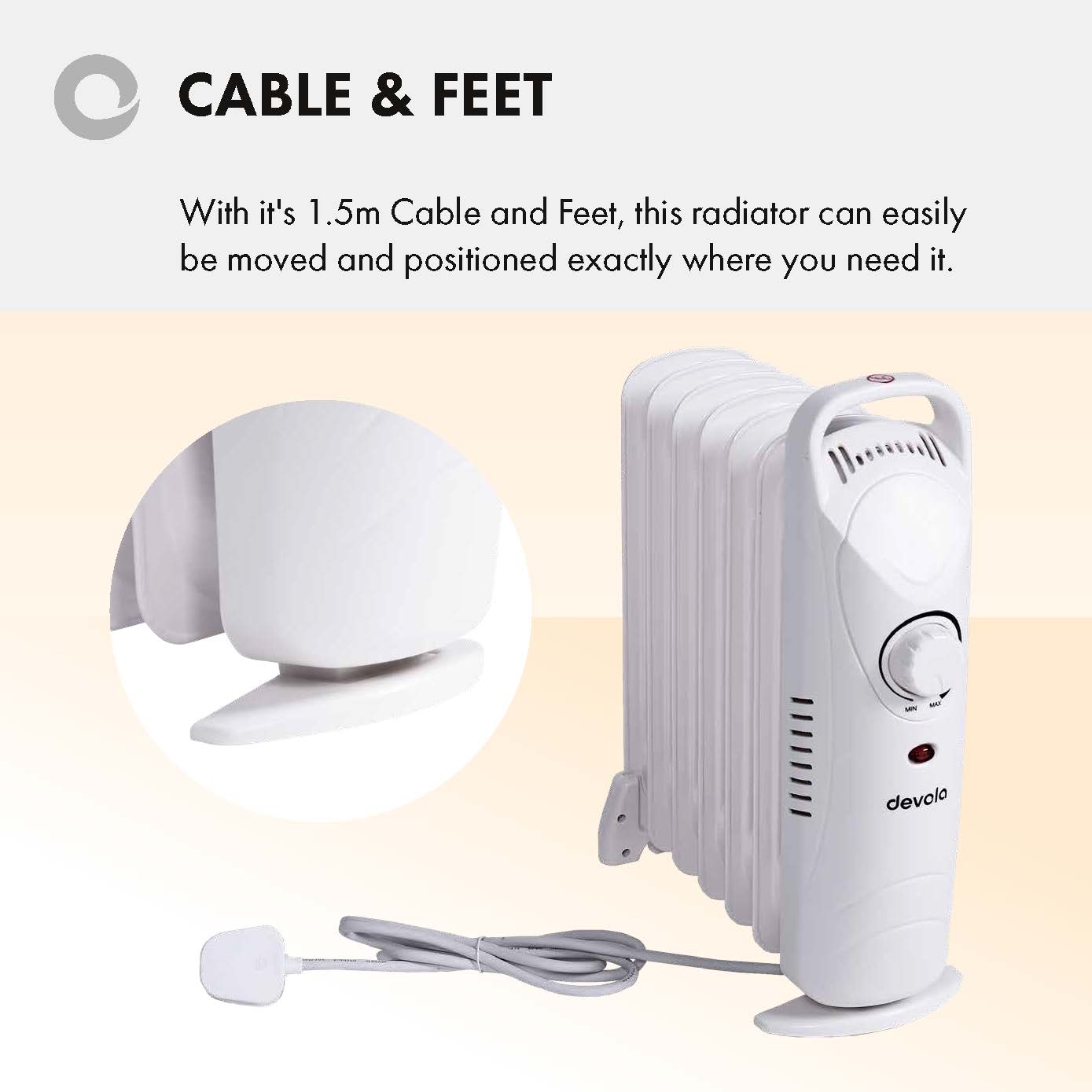 Devola 600W Mini Oil Filled Radiator (White) - DVMOR7F06W – Air Con Centre